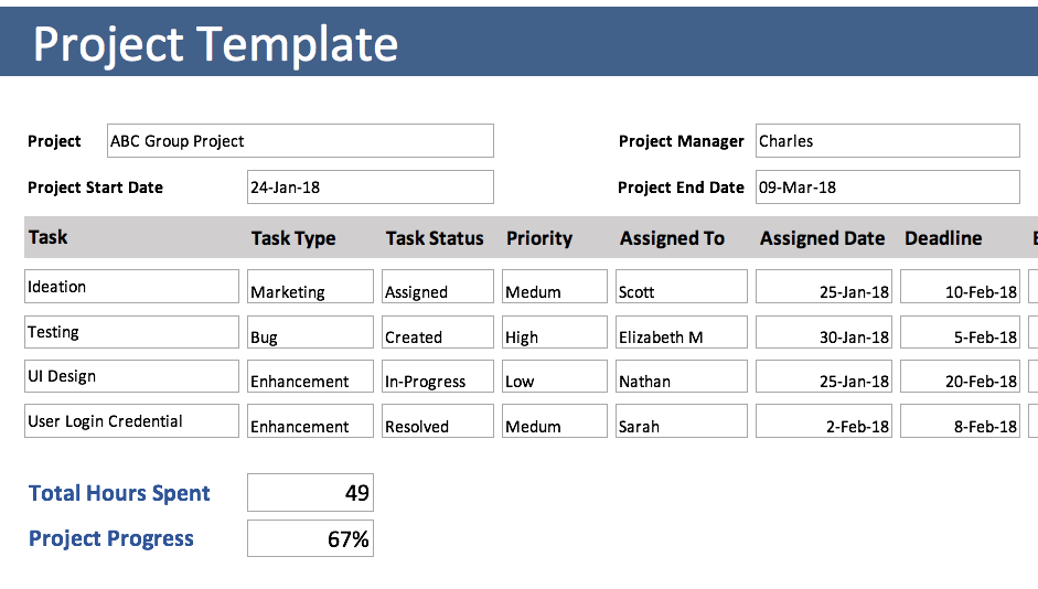 17 Task Tracking Excel Template DocTemplates